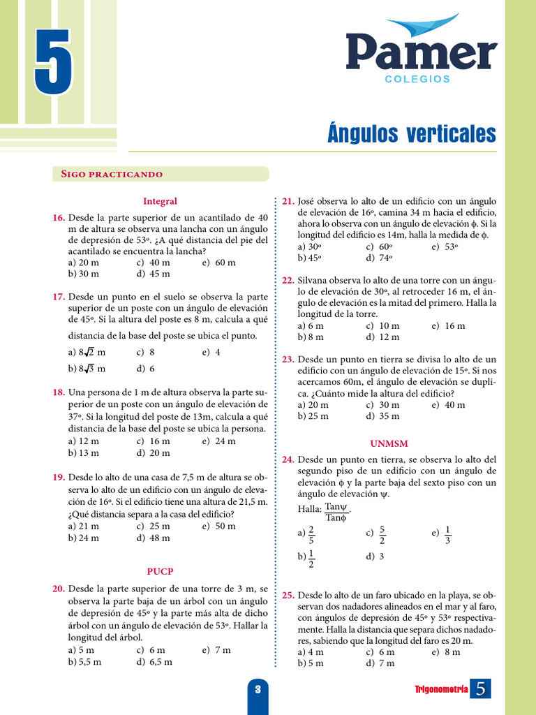 Ángulos Verticales: Sigo Practicando | PDF