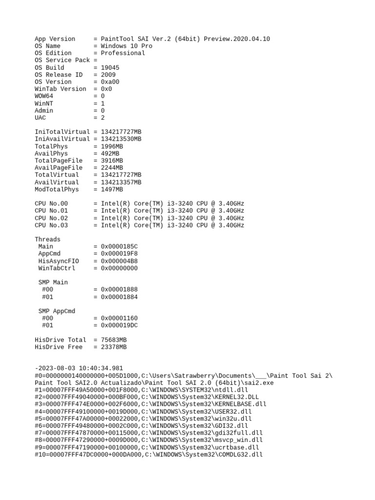 Errlog Sai2 20230803 104032 | PDF | Computer Science | Operating System Technology