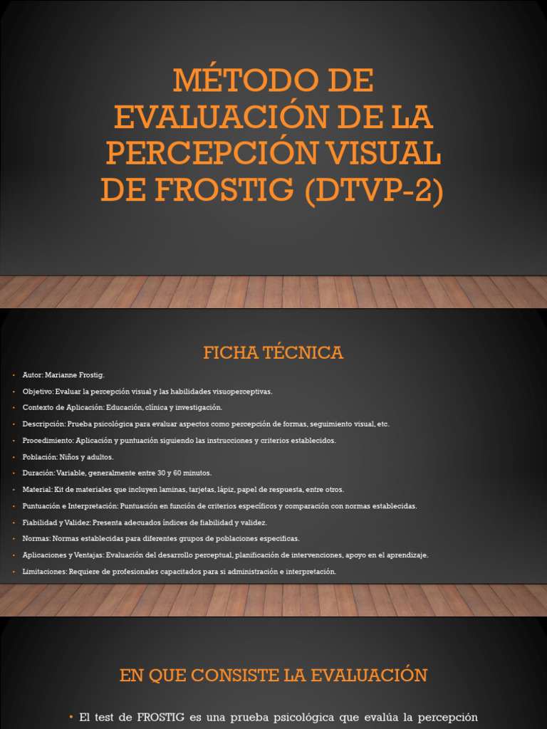 Método de Evaluación de La Percepción Visual de FROSTIG | PDF | Validez ...