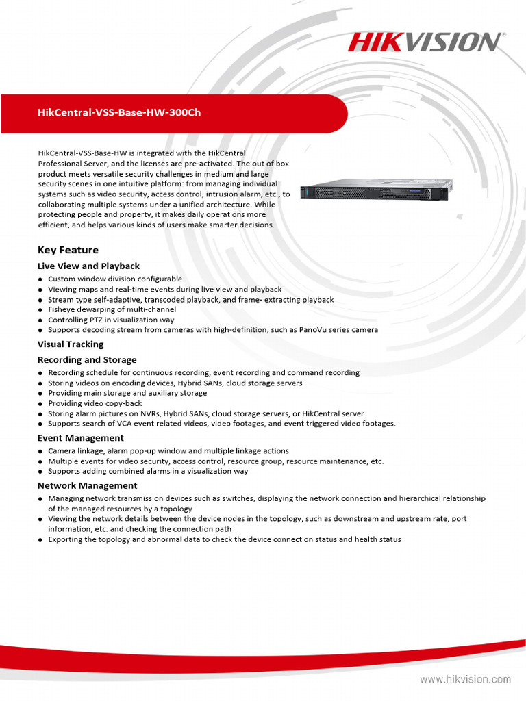 HikCentral-VSS-Base-HW-300Ch - Datasheet Baru | PDF | Microsoft Windows | Computer Architecture