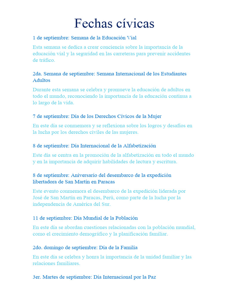 Fechas Cívicas | PDF | Perú