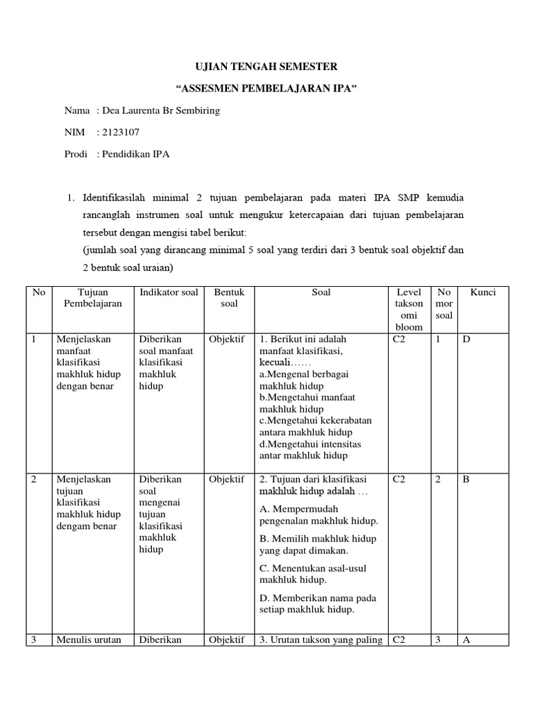 Dea Laurenta BR Sembiring - Uts | PDF