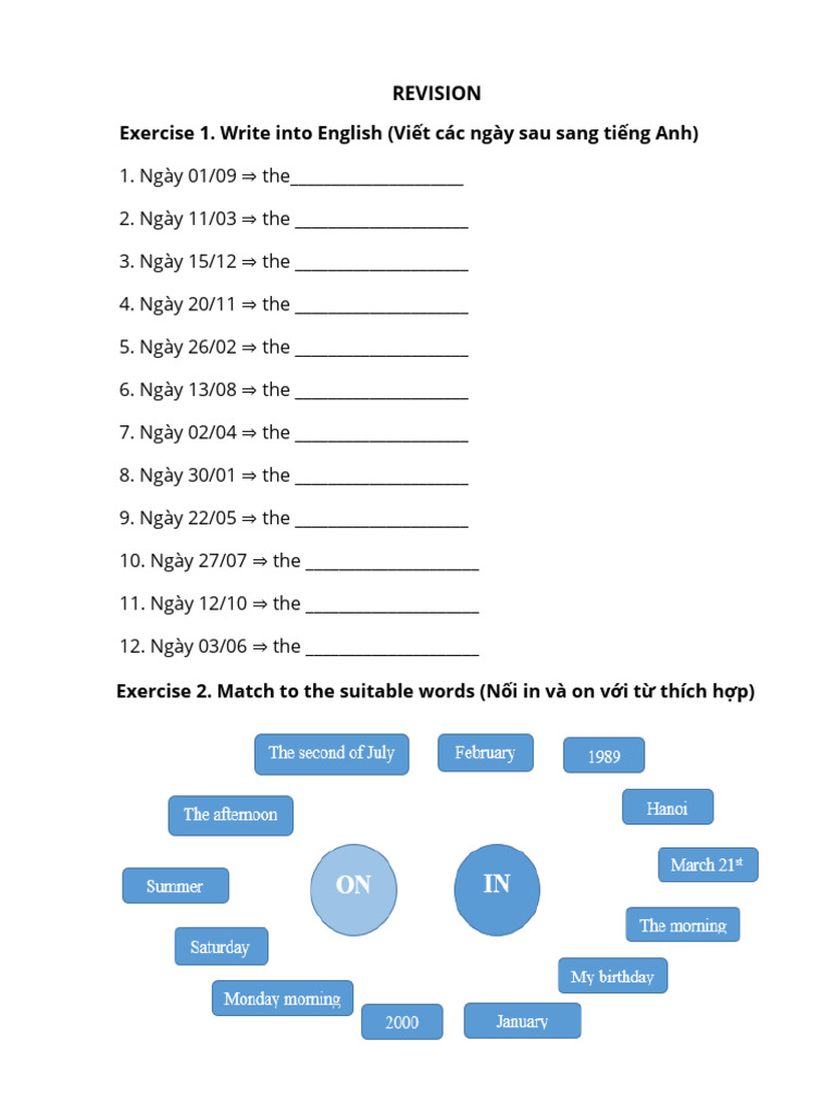 Revision English 1 Grade 4 | PDF