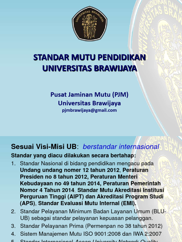 Standar Mutu Pendidikan UB | PDF