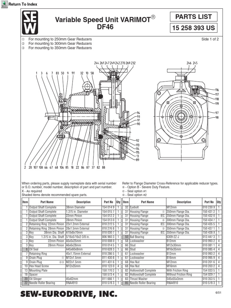 Variable Speed Unit VARIMOT DF46: Sew-Eurodrive, Inc | PDF | Washer ...