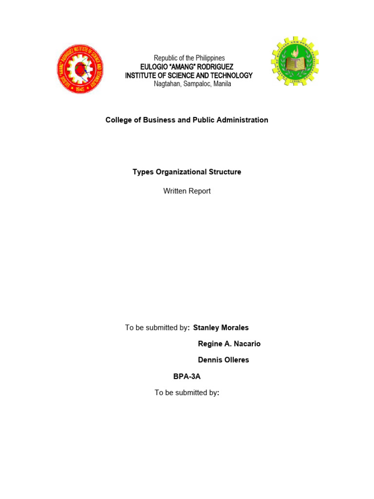 Types of Organizatinal Structure (Written Report) | PDF ...
