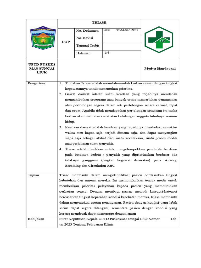 Sop Triase | PDF
