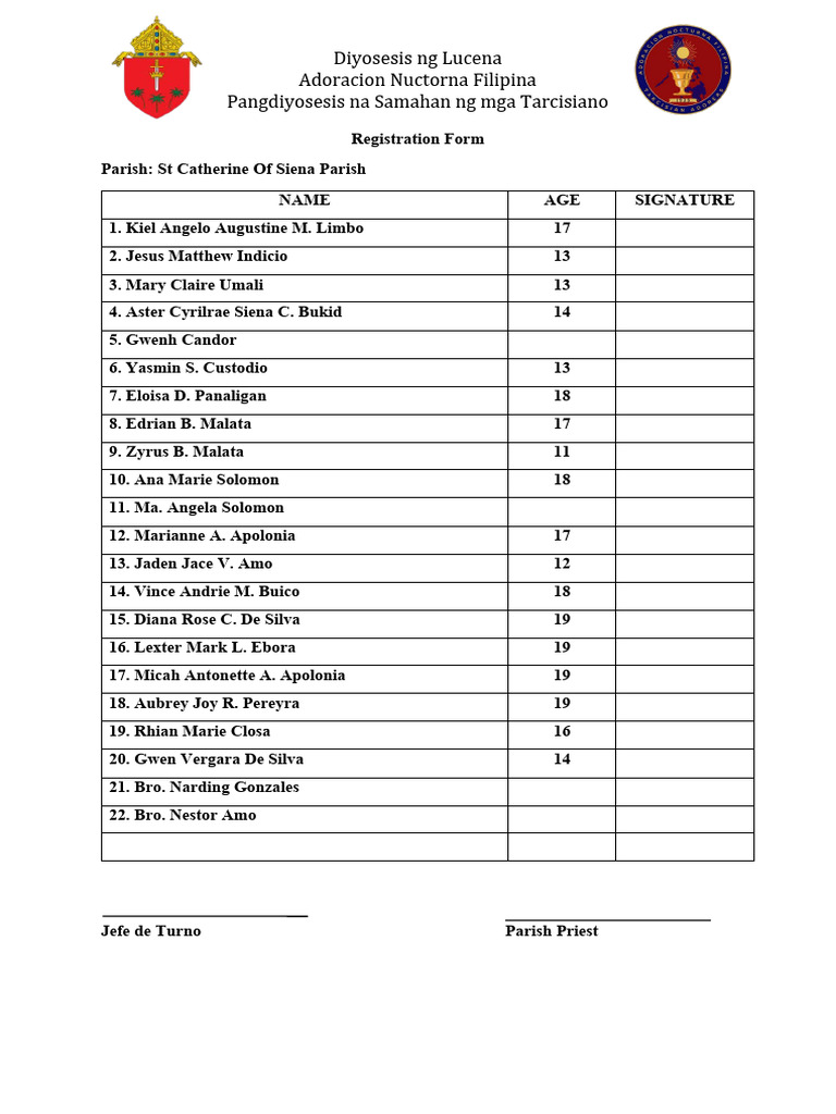 Registration Form Siena | PDF