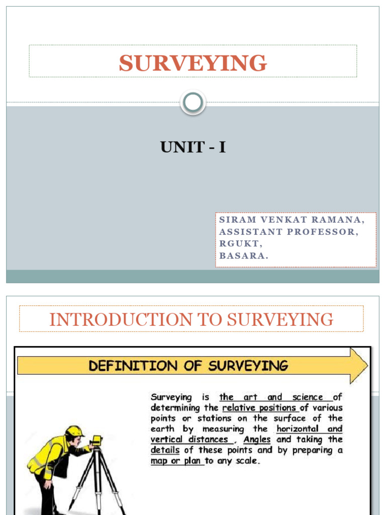 Surveying Unit-1 | PDF | Compass | Surveying