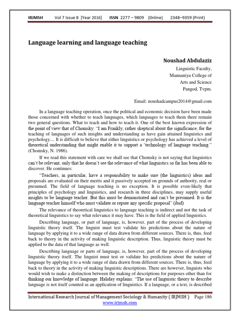 Language Learning vs. Teaching Insights | PDF | Language Acquisition ...