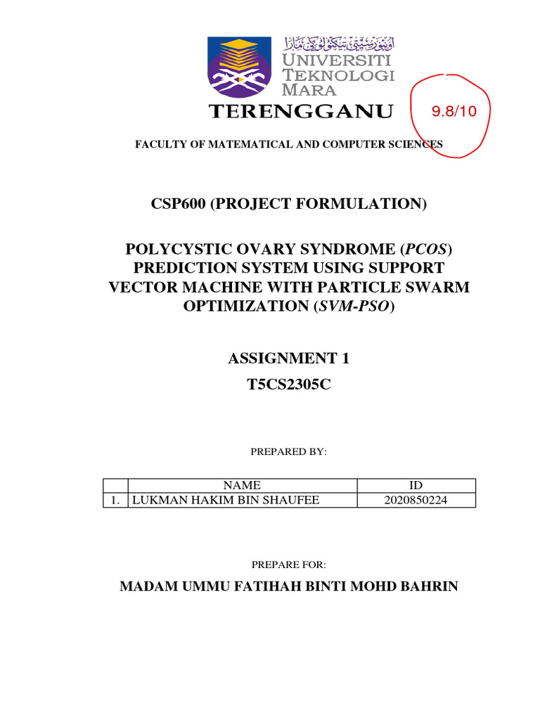 A1 - Sample 1 | PDF | Polycystic Ovary Syndrome | Support Vector Machine