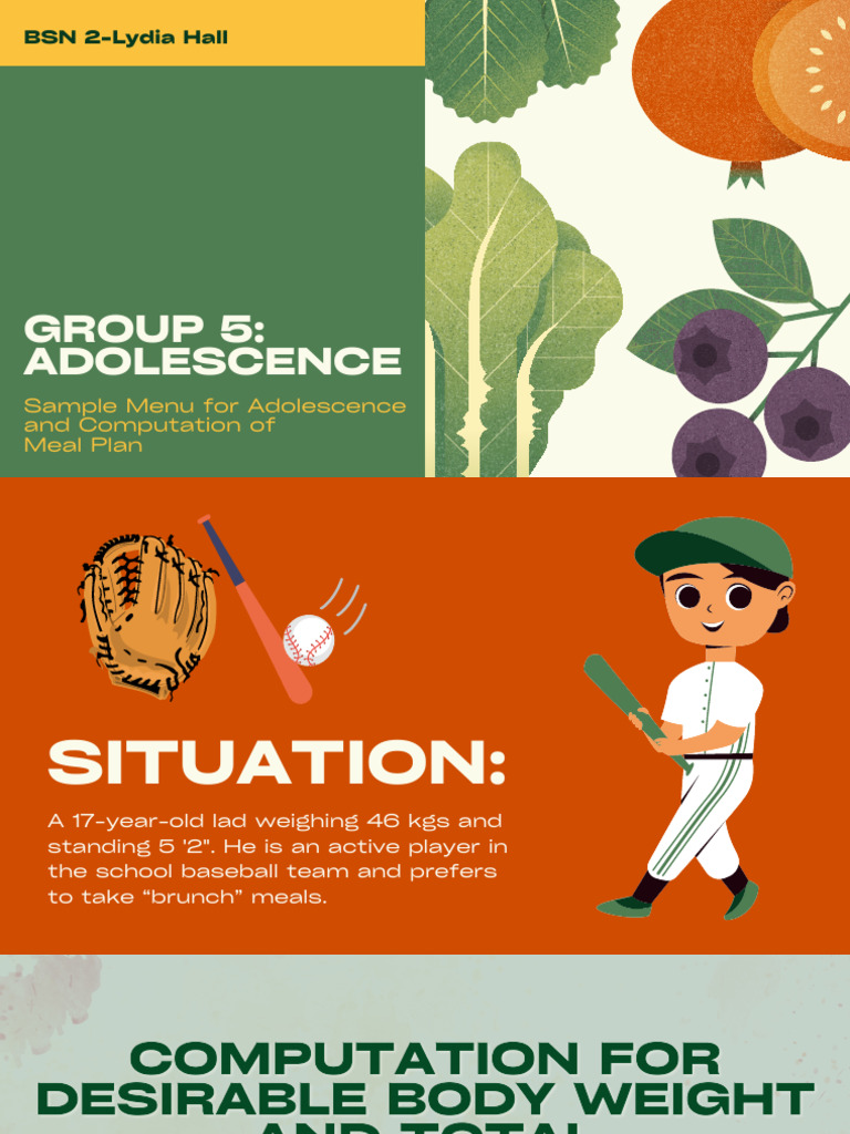 Group 5-Sample Menu & Computation of Meal Plan (Adolescence) | PDF ...