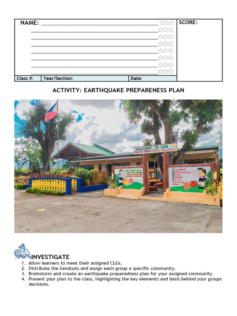 Science 8 2nd Activity Earthquake Preparedness Plan | PDF | Geophysics ...
