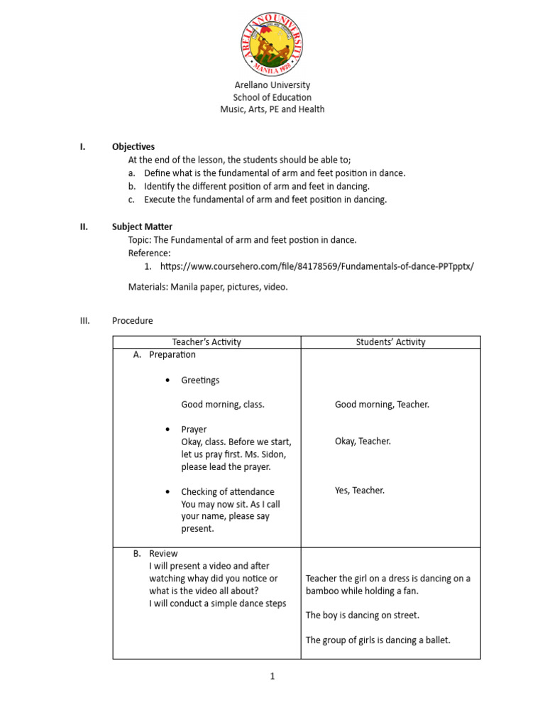 Conde Lesson Plan Dance | PDF | Dances | Foot