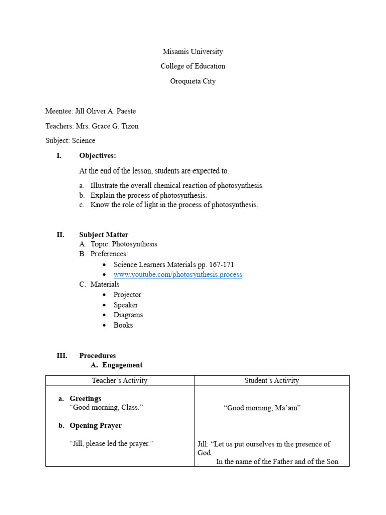 LP Using 5es (Science) | PDF | Photosynthesis | Physical Sciences