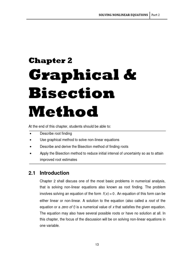 Chapter 2 SOLVING NONLINEAR EQUATION 1 | PDF | Equations | Nonlinear System Chapter 2 SOLVING NONLINEAR EQUATION 1 | PDF | Equations | Nonlinear System