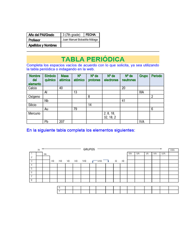 II Actividad Tabla Periodica | PDF