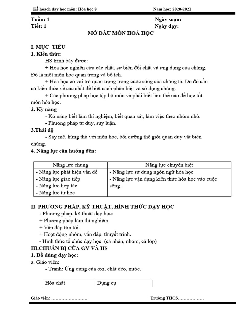 KHDH Hoa 8 Hki | PDF