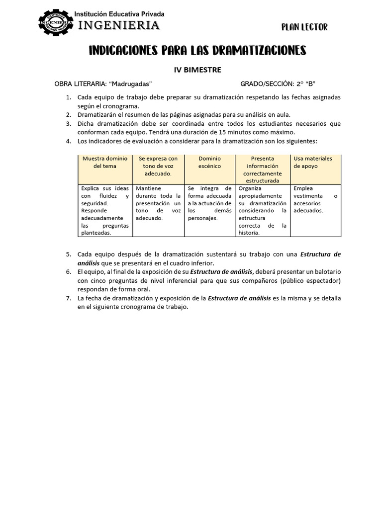 Indicaciones para Las Exposiciones 2° B - Iv Bim. | PDF