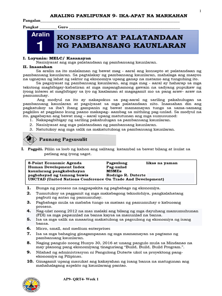 AP 9 Q4 Week 1 | PDF