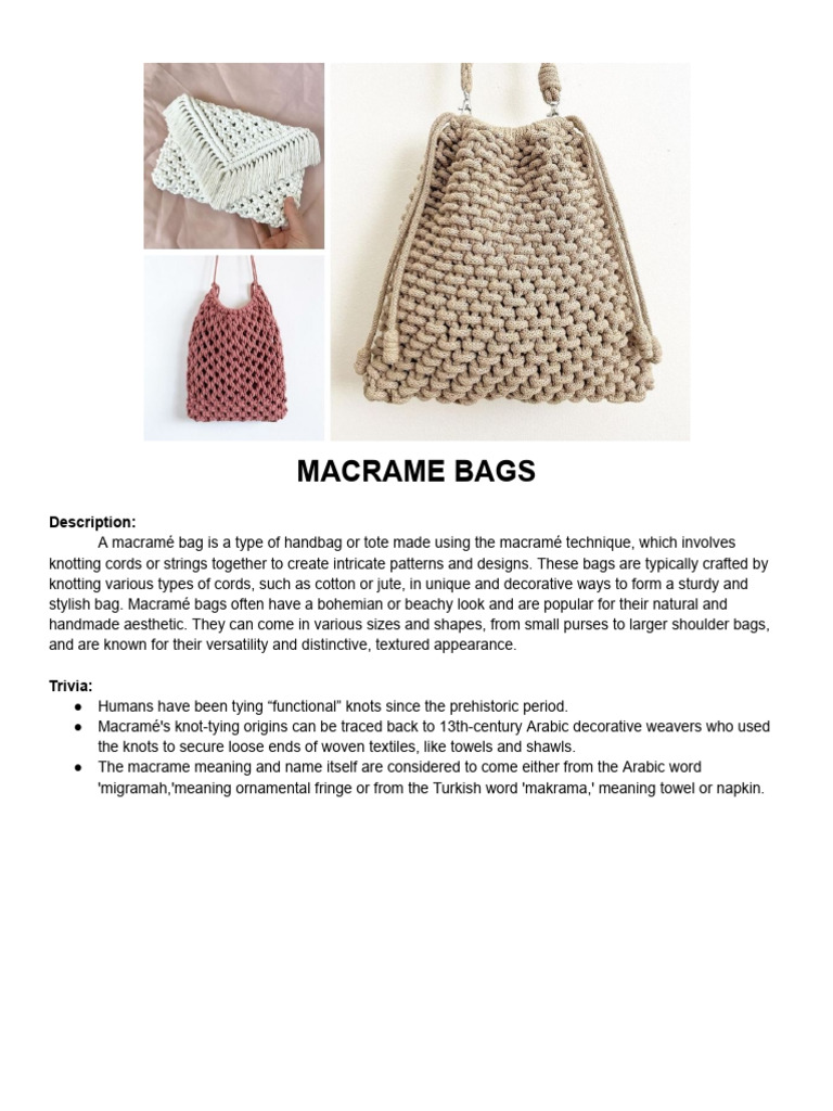 Macramé Bags: Crafting with Knots | PDF