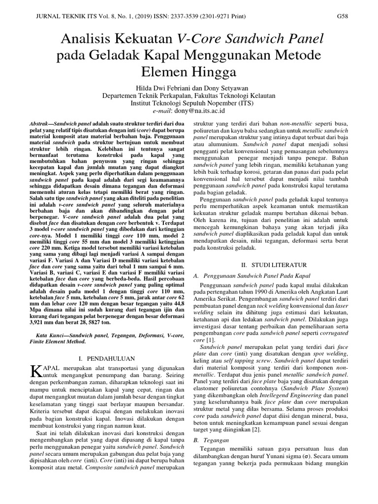 Analisis Kekuatan V-Core Sandwich Panel Pada Geladak Kapal Menggunakan ...
