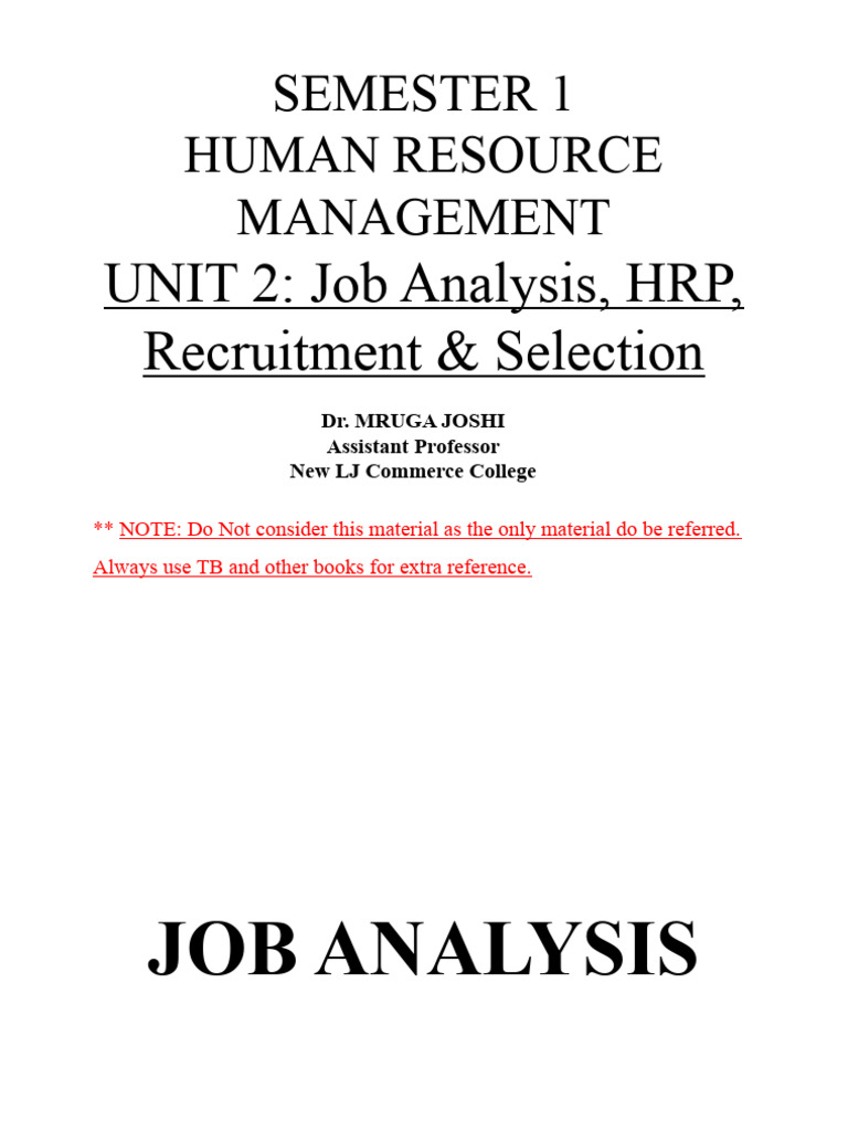 Job Analysis | PDF | Recruitment | Human Resources
