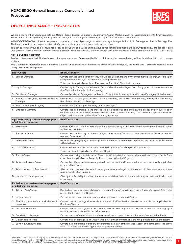 Object Insurance P | PDF | Insurance | Deductible