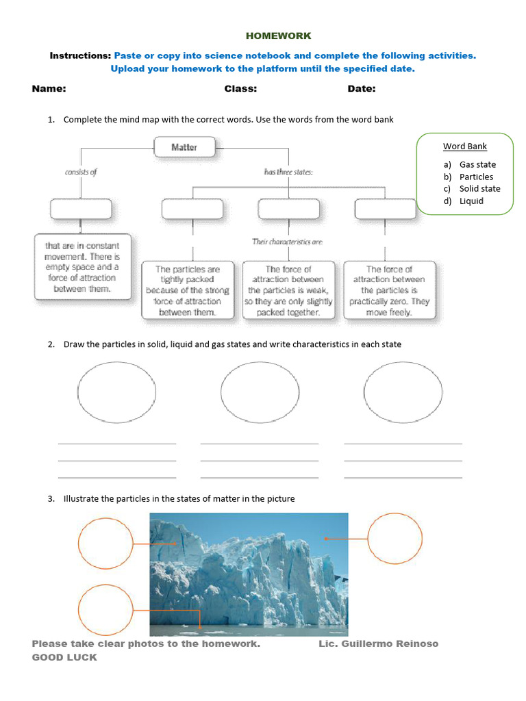 7mo Homework States of Matter | PDF