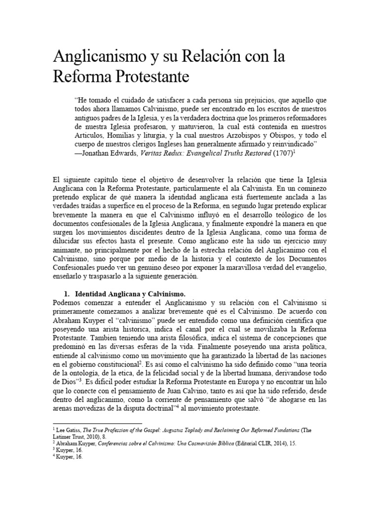 Anglicanismo y Su Relación Con La Reforma Protestante | PDF ...