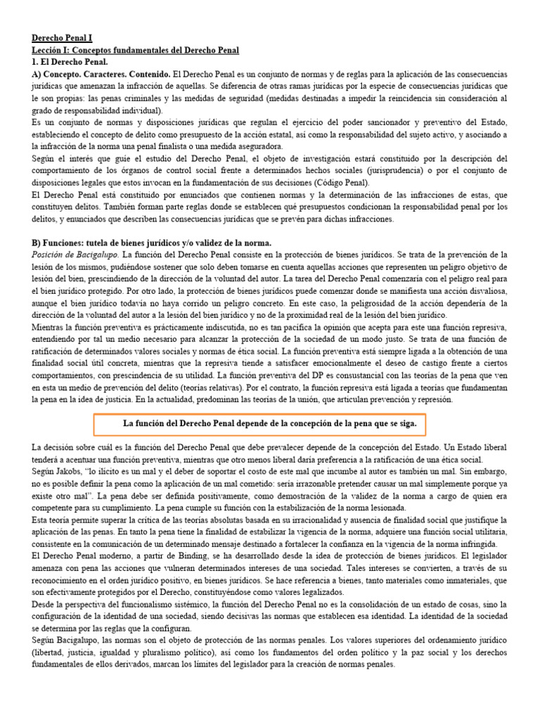 Derecho Penal I Resumen | PDF | Derecho penal | Castigos