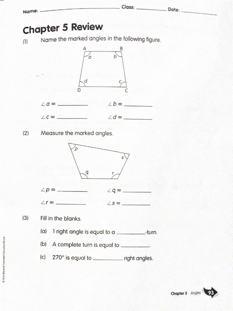 Grade4 Chapter 5 Angles | PDF