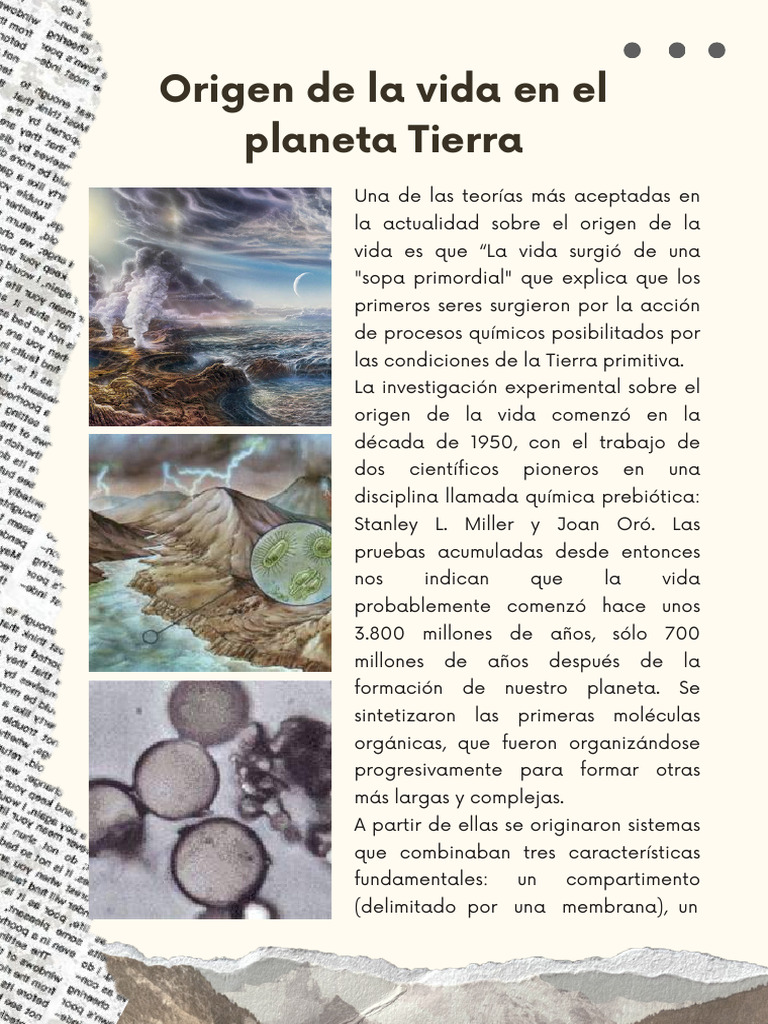 Origen De La Vida En El Planeta Tierra Pdf