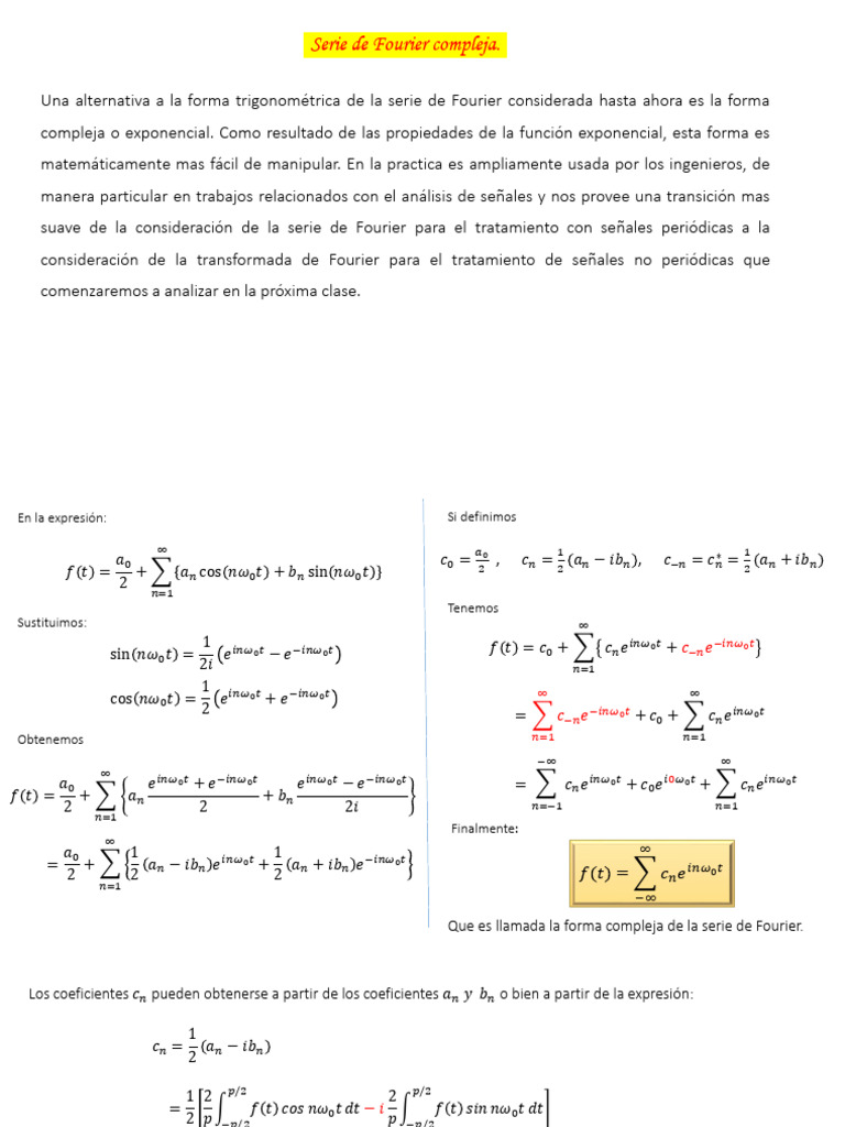 Objetivo 2.5 Serie de Fourier Compleja y Teorema de Parseval | PDF | Transformada de Fourier ...