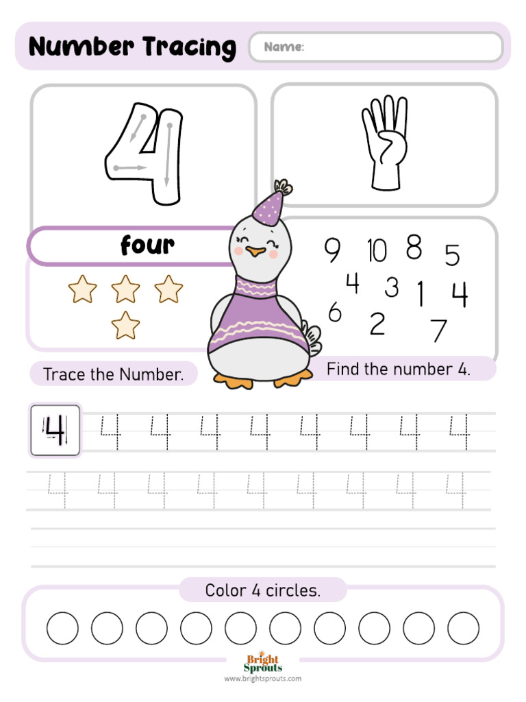 Number - Tracing Worksheet 4 | PDF