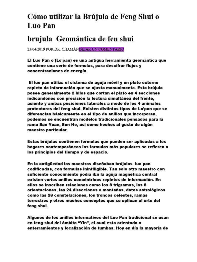 Brujula Luo Pan o Fen Shui | PDF | Brújula | Feng Shui