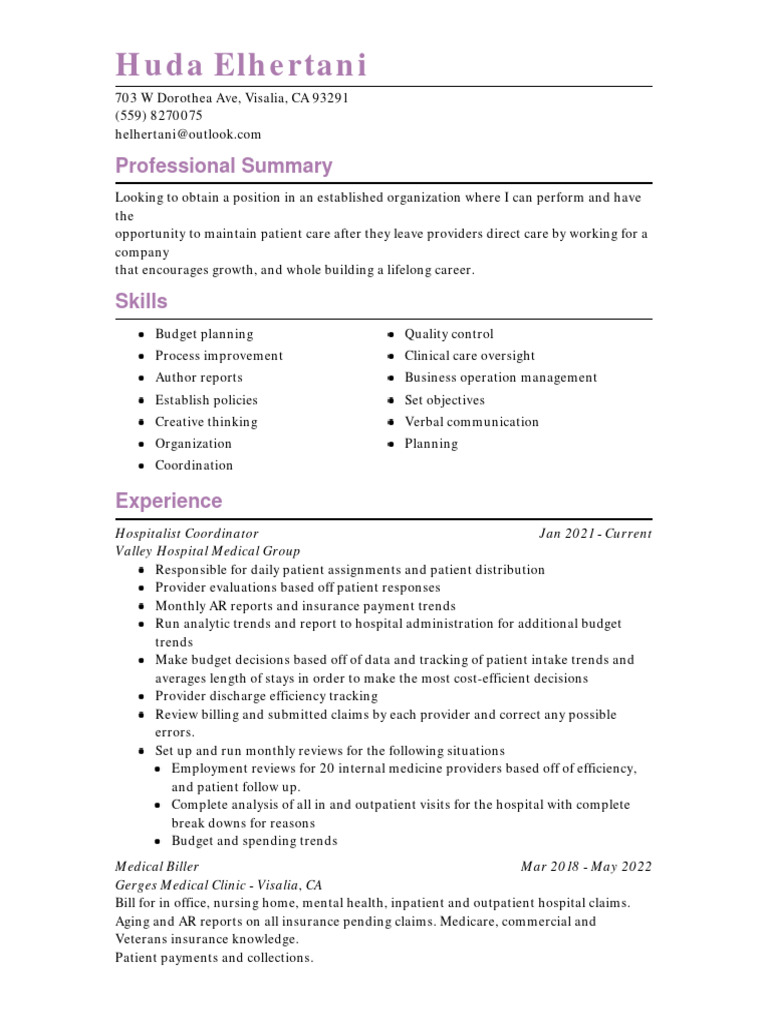 Huda Resume 1 | PDF | Patient | Hospital