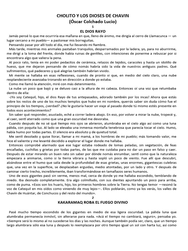 Cholito y Los Dioses de Chavin | PDF