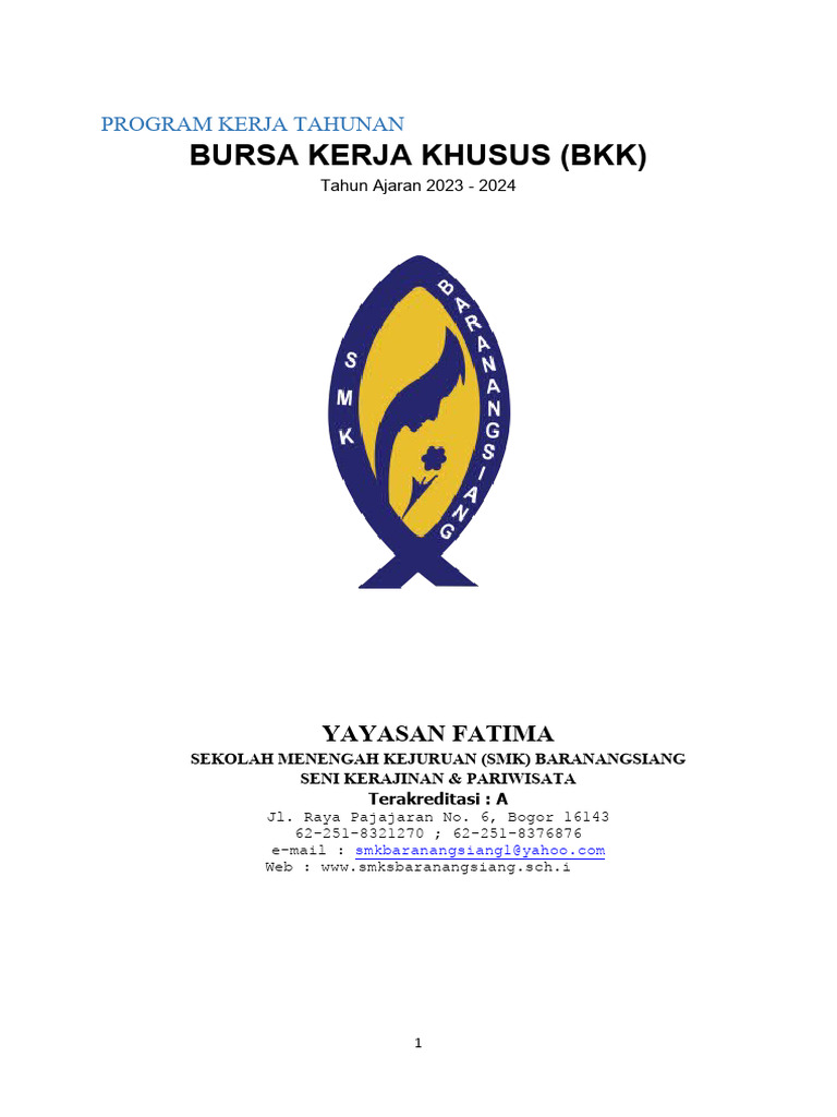 Program Kerja BKK SMK Baranangsiang | PDF