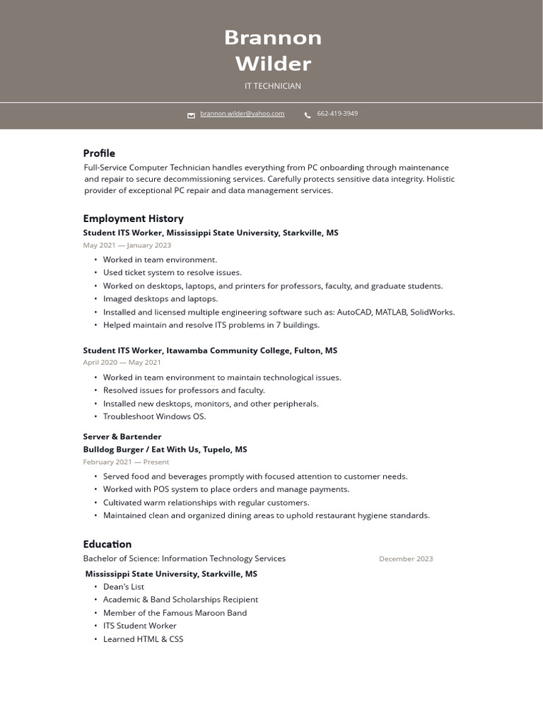 Wilder Brannon: Profile | PDF | Desktop Computer | Personal Computers