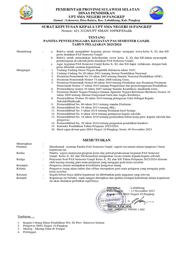 SK Panitia Pas Ganjil 2023 | PDF