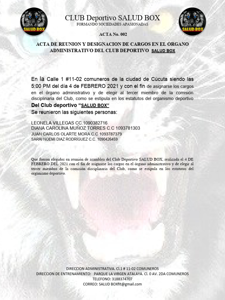 Acta 002 Salud Box | PDF | Gobierno