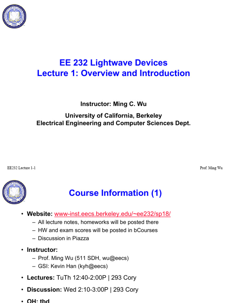EE232 1 Introduction | PDF | Photonics | Electrical Engineering