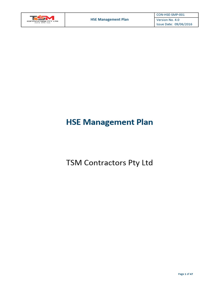 HSE Management Plan | PDF | Occupational Safety And Health | Risk
