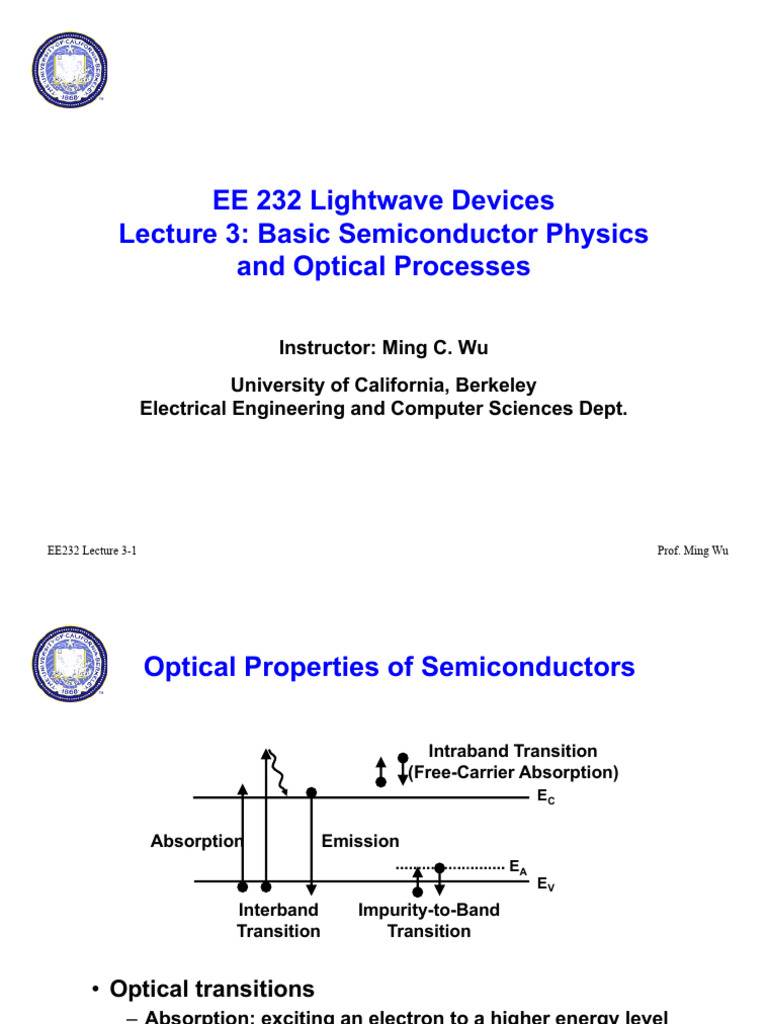 Semiconductor Optical Processes | PDF | Band Gap | Emission Spectrum
