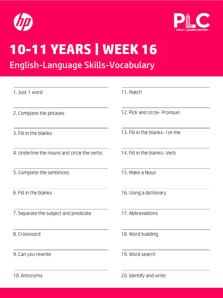 Vocabulary Exercises for Class 5 | PDF | English Language | Word