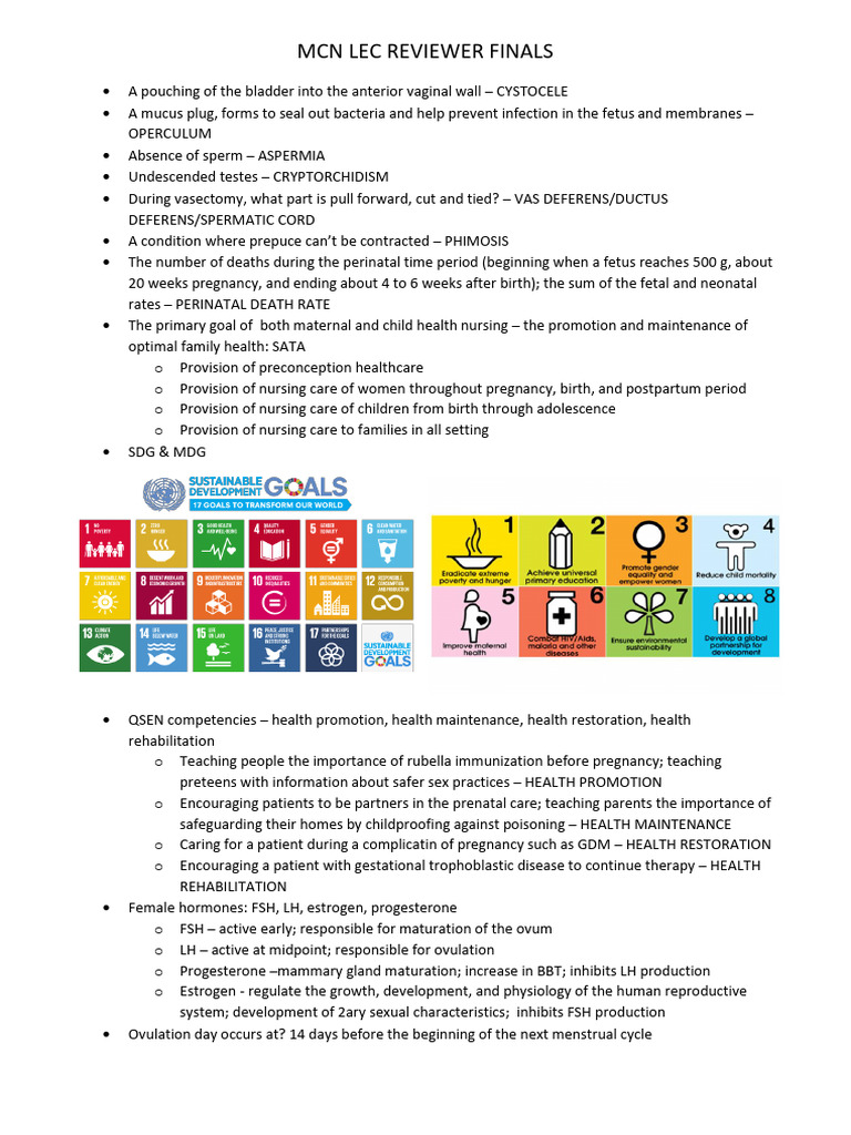 MCN Lec Reviewer Finals | PDF | Menstrual Cycle | Childbirth
