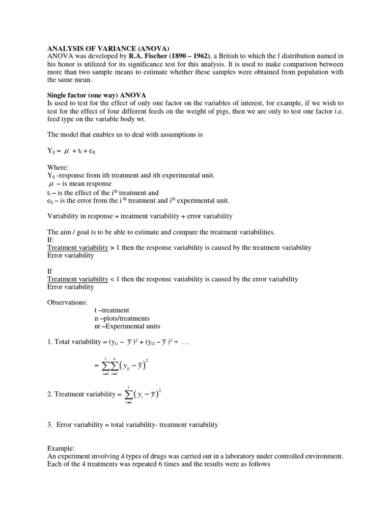 Analysis of Variance | PDF | Analysis Of Variance | Variance