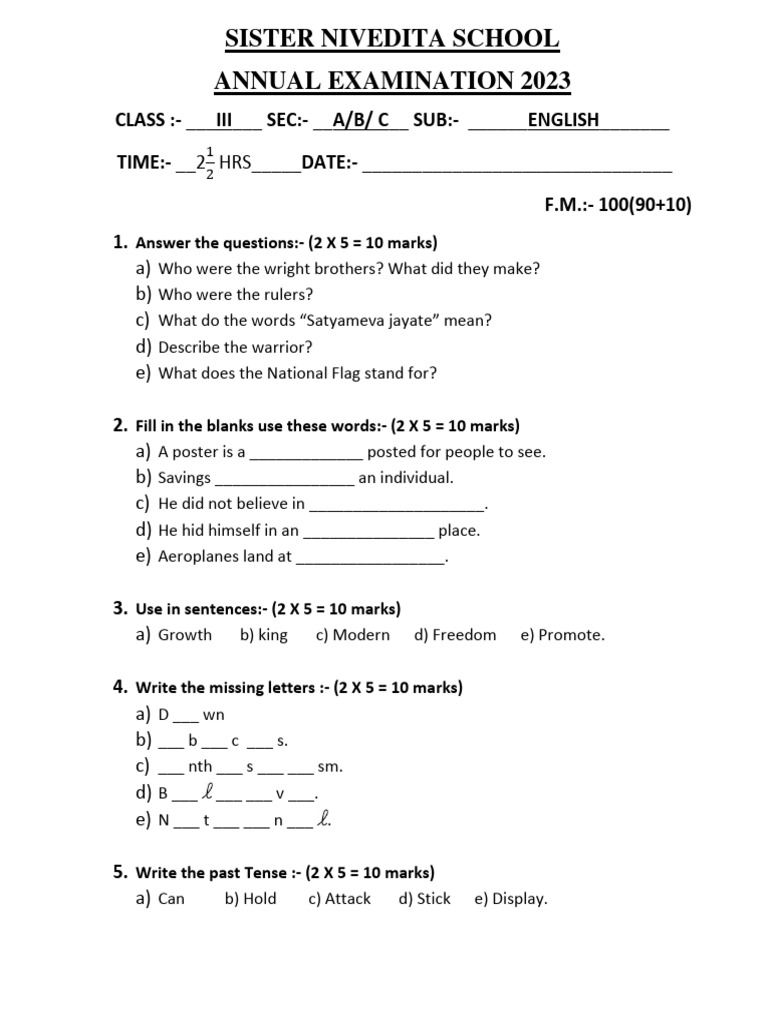 Class III (A, B & C) English | PDF | Teaching Methods & Materials