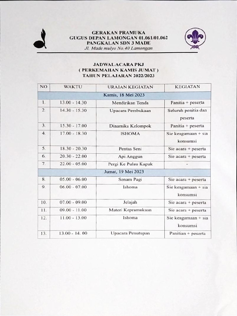 Jadwal Acara PKJ | PDF